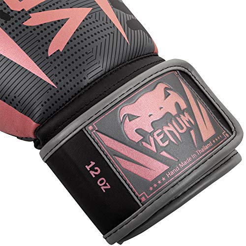 Venum Elite Boxing Gloves - Black/Pink Gold - 8 Oz