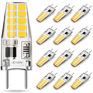 shinestar 12-pack g8 led bulb dimmable, 120v t4 bulb 20w, warm white 3000k, under cabinet light bulb