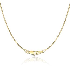 jewlpire 18k over gold chain necklace for women girls - 0.8mm box chain 925 sterling silver chain super thin & sturdy women's chain necklaces 18 inch