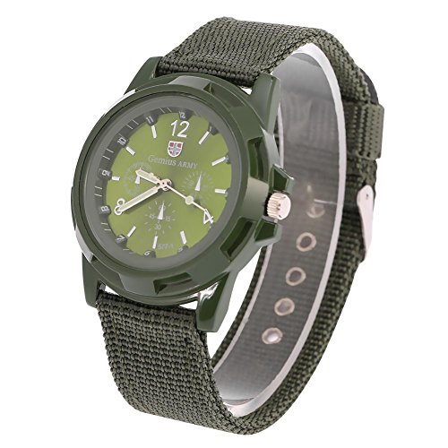 Men's Nylon Watches, 4 Colors Electronic Analog Wrist Watch Round Nylon Strap Military Wristwatch(4#)