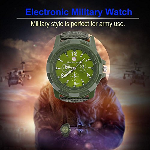 Men's Nylon Watches, 4 Colors Electronic Analog Wrist Watch Round Nylon Strap Military Wristwatch(4#)