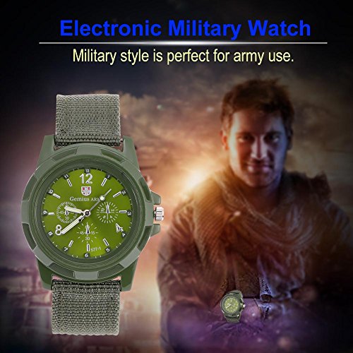 Men's Nylon Watches, 4 Colors Electronic Analog Wrist Watch Round Nylon Strap Military Wristwatch(4#)