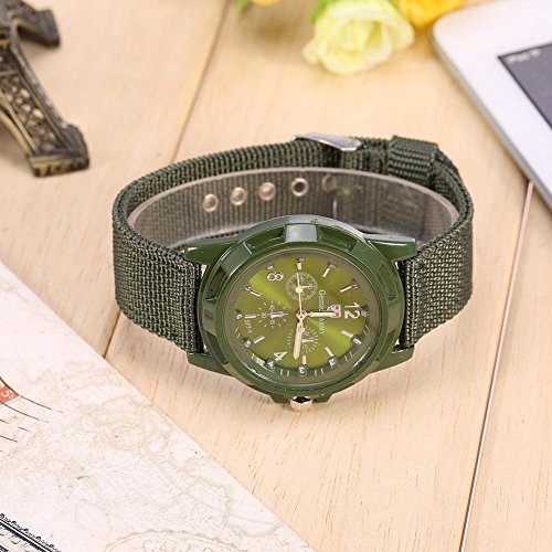 Men's Nylon Watches, 4 Colors Electronic Analog Wrist Watch Round Nylon Strap Military Wristwatch(4#)