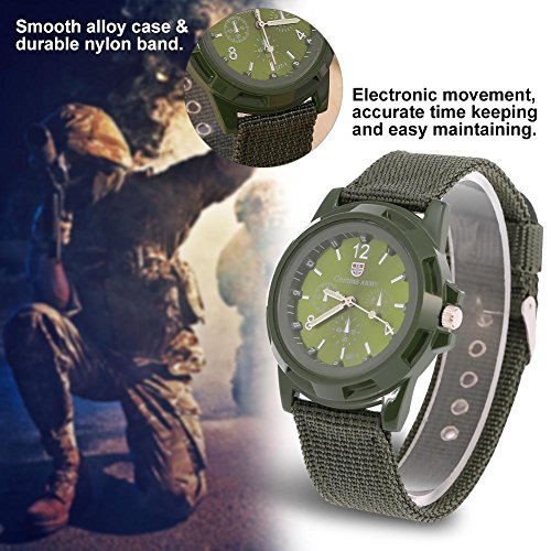 Men's Nylon Watches, 4 Colors Electronic Analog Wrist Watch Round Nylon Strap Military Wristwatch(4#)