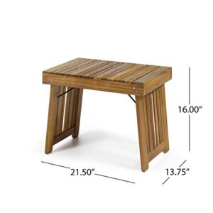 Christopher Knight Home Hilton Outdoor Acacia Wood Folding Side Table, Teak Finish