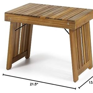 Christopher Knight Home Hilton Outdoor Acacia Wood Folding Side Table, Teak Finish