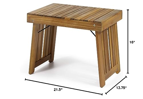 Christopher Knight Home Hilton Outdoor Acacia Wood Folding Side Table, Teak Finish