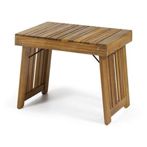 christopher knight home hilton outdoor acacia wood folding side table, teak finish