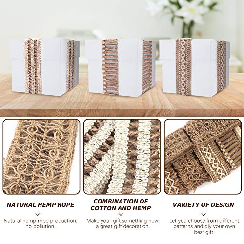 VGOODALL 7 Pack Jute Ribbons, Rustic Ribbons Lace Craft Ribbon Net Burlap Fabric for DIY Sewing Craft Gifts Wrapping Party Holiday and Rustic Wedding Decoration (Total Length: 14 Meters)