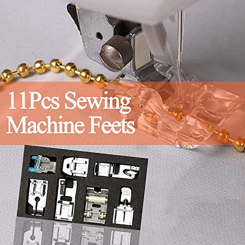 ZKSM 11 Pcs Presser Feet, Sewing Machine Presser Walking Feet Kit Compatible for Brother Babylock Janome Elna Toyota New Home and Low Shank Sewing Machines