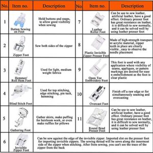 ZKSM 11 Pcs Presser Feet, Sewing Machine Presser Walking Feet Kit Compatible for Brother Babylock Janome Elna Toyota New Home and Low Shank Sewing Machines