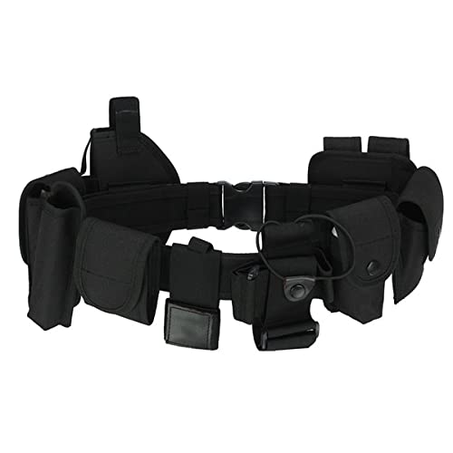 Davi Collection 10 in 1 Tactical Duty Belt, Utility Modular Equipment System Nylon Military Enforcement Belt with Pouches for Security Police, Adjustable 35-45" Black