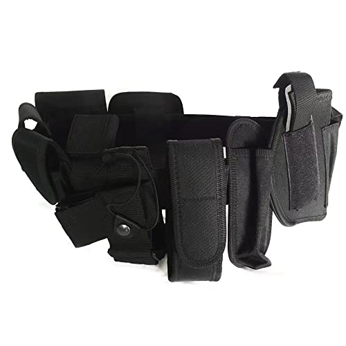 Davi Collection 10 in 1 Tactical Duty Belt, Utility Modular Equipment System Nylon Military Enforcement Belt with Pouches for Security Police, Adjustable 35-45" Black