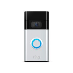 Certified Refurbished Ring Video Doorbell – 1080p HD video, improved motion detection, easy installation – Satin Nickel