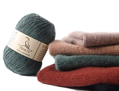 TEHETE 100% Cashmere Yarn for Crocheting 3-Ply Warm Soft Luxurious Fuzzy Knitting Yarn (Grey)