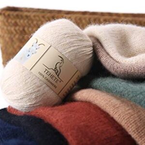 TEHETE 100% Cashmere Yarn for Crocheting 3-Ply Warm Soft Luxurious Fuzzy Knitting Yarn (Grey)