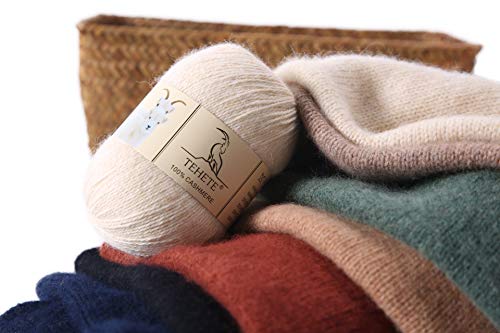 TEHETE 100% Cashmere Yarn for Crocheting 3-Ply Warm Soft Luxurious Fuzzy Knitting Yarn (Grey)