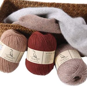 TEHETE 100% Cashmere Yarn for Crocheting 3-Ply Warm Soft Luxurious Fuzzy Knitting Yarn (Grey)