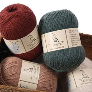 TEHETE 100% Cashmere Yarn for Crocheting 3-Ply Warm Soft Luxurious Fuzzy Knitting Yarn (Grey)