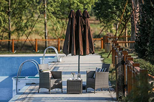 PatioFestival 15x9 ft Patio Umbrella Double-Sided Outdoor Umbrella Aluminum Garden Large Umbrella with Crank for Market,Camping,Swimming Pool(Large, Brown)