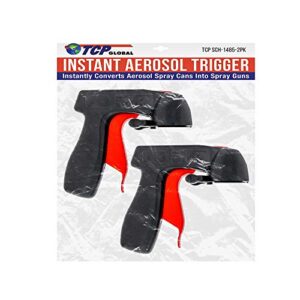 instant aerosol trigger handle (pack of 2), instantly converts spray cans into spray guns - full hand grip, reusable, easy to clip-on & off - universal fit, use on spray paint, adhesives, lubricants