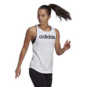 adidas womens Essentials Loose Logo Tank Top Shirt, White/Black, X-Large US