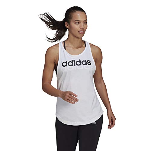 adidas womens Essentials Loose Logo Tank Top Shirt, White/Black, X-Large US