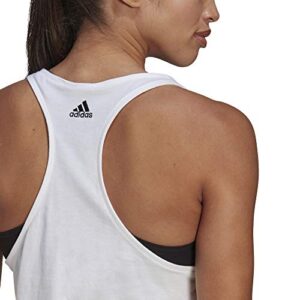 adidas womens Essentials Loose Logo Tank Top Shirt, White/Black, X-Large US