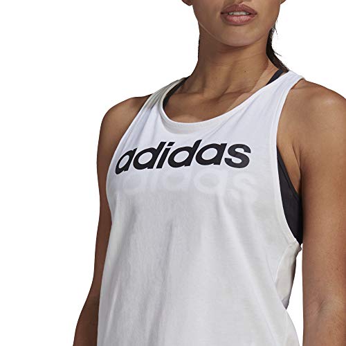 adidas womens Essentials Loose Logo Tank Top Shirt, White/Black, X-Large US