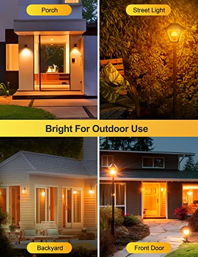 Yellow LED Light Bulbs [ 4 Pack ], A19 Bug Light Bulb Outside, 2000K Dimmable E26 Bug Lights 10W(60W Equivalent) Non-Attracting, Yellow for Porch Lights for Home, Halloween Decorative Illumination