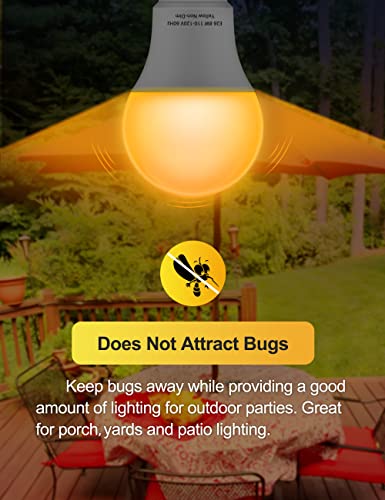 Yellow LED Light Bulbs [ 4 Pack ], A19 Bug Light Bulb Outside, 2000K Dimmable E26 Bug Lights 10W(60W Equivalent) Non-Attracting, Yellow for Porch Lights for Home, Halloween Decorative Illumination