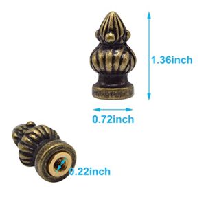 ECUDIS 1-3/8 Inches Lamp Finial Cap Knob Lamp Decoration for Lamp Shade (Antique Brass, Pack of 2)