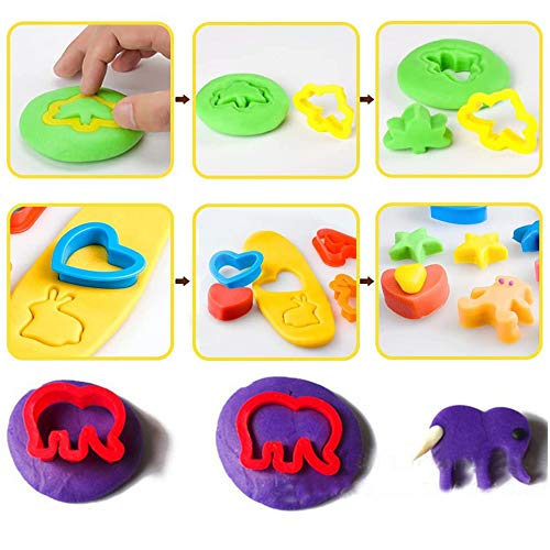 Oun Nana Playdough Tools 20 PCS Play Dough Tools Set for Kids, Various Shape Playdough Cutters & Rollers, Random Color