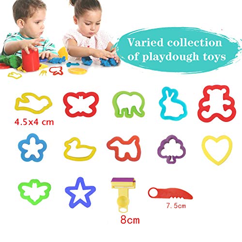 Oun Nana Playdough Tools 20 PCS Play Dough Tools Set for Kids, Various Shape Playdough Cutters & Rollers, Random Color