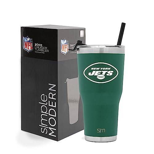 Simple Modern Officially Licensed NFL New York Jets Tumbler with Straw and Flip Lid | Insulated Stainless Steel 30oz Thermos | Cruiser Collection | New York Jets