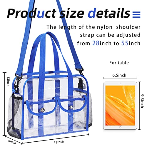 MOFASVIGI Clear Bag Stadium Approved, Waterproof Roomy Transparent Bag, PVC Lightweight Tote Bags for Work, Concerts, Stadium, Men, Women Clear Bag 12x6x12