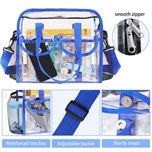 MOFASVIGI Clear Bag Stadium Approved, Waterproof Roomy Transparent Bag, PVC Lightweight Tote Bags for Work, Concerts, Stadium, Men, Women Clear Bag 12x6x12