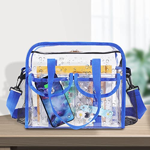 MOFASVIGI Clear Bag Stadium Approved, Waterproof Roomy Transparent Bag, PVC Lightweight Tote Bags for Work, Concerts, Stadium, Men, Women Clear Bag 12x6x12