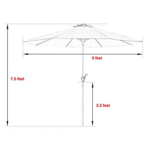 Greesum 9FT Patio Umbrella Outdoor Market Table Umbrella with Push Button Tilt, Crank and 8 Sturdy Ribs for Garden, Lawn,Backyard & Pool,Red