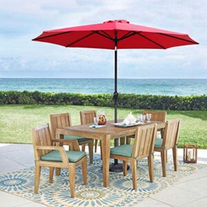 Greesum 9FT Patio Umbrella Outdoor Market Table Umbrella with Push Button Tilt, Crank and 8 Sturdy Ribs for Garden, Lawn,Backyard & Pool,Red