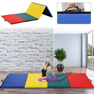 gymnastics mat yoga mat exercise mat folding extra thick tumbling mat for home gym with carrying handles 4'x8'x2" anti-tear fitness aerobics crash panel mat for kids, adult