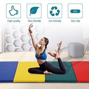 Gymnastics Mat Yoga Mat Exercise Mat Folding Extra Thick Tumbling Mat for Home Gym with Carrying Handles 4'x8'x2" Anti-Tear Fitness Aerobics Crash Panel Mat for Kids, Adult