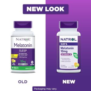 Natrol Melatonin 10mg, Citrus-Flavored Dietary Supplement for Restful Sleep, 60 Fast-Dissolve Tablets, 60 Day Supply