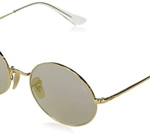 Ray-Ban Rb1970 Oval Evolve Polarized Sunglasses, Gold/Photochromic Dark Grey Mirrored Gold, 54 mm