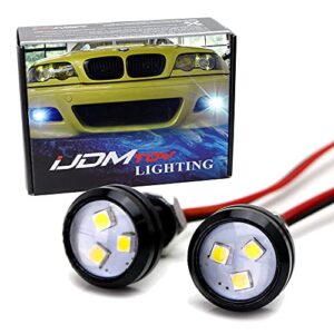 ijdmtoy 2pcs ice blue 3-smd high power projector led eagle eye lights w/back bolt-on screws for parking lights, driving fogs, etc