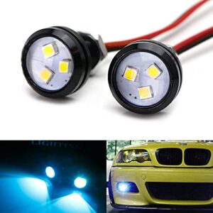 iJDMTOY 2pcs Ice Blue 3-SMD High Power Projector LED Eagle Eye Lights w/Back Bolt-On Screws For Parking Lights, Driving Fogs, etc