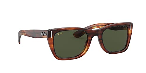 Ray-Ban RB2248 Caribbean Rectangular Sunglasses, Striped Havana/G-15 Green, 52 mm