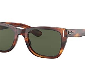 Ray-Ban RB2248 Caribbean Rectangular Sunglasses, Striped Havana/G-15 Green, 52 mm