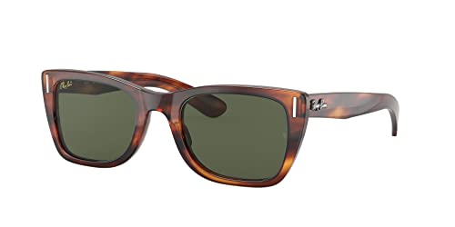 Ray-Ban RB2248 Caribbean Rectangular Sunglasses, Striped Havana/G-15 Green, 52 mm