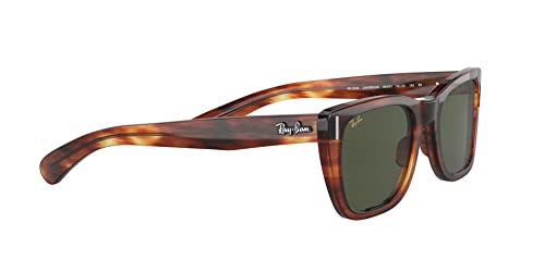 Ray-Ban RB2248 Caribbean Rectangular Sunglasses, Striped Havana/G-15 Green, 52 mm